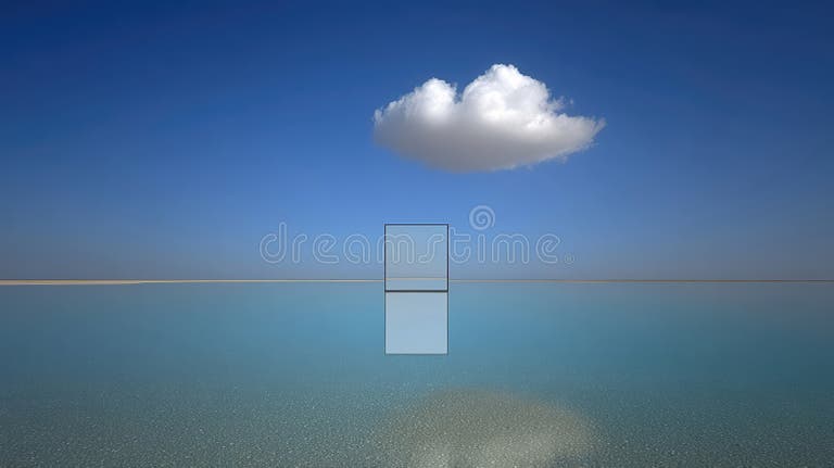 Flat Reflection on Calm Water with Cloud Overhead during Clear Day in ...