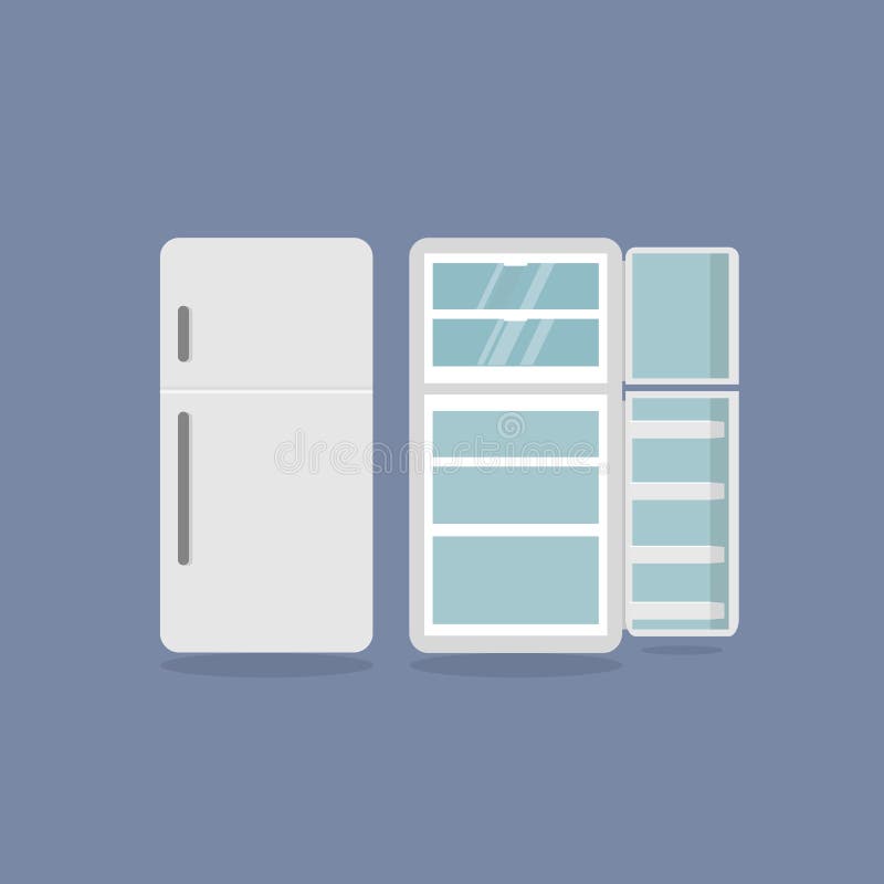 Flat Refrigerator Vector for Illustration Stock Vector - Illustration ...