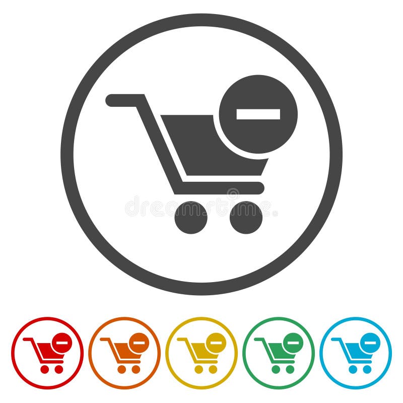 Flat Remove from Cart Icons Set Stock Vector - Illustration of cool ...
