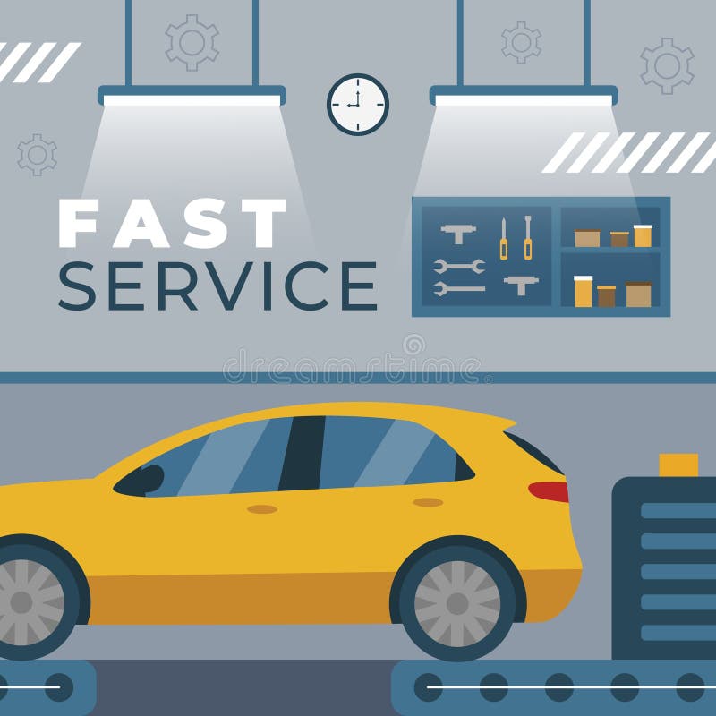 Flat Repair Shop Business Posts Set Vector Illustration Stock Vector ...