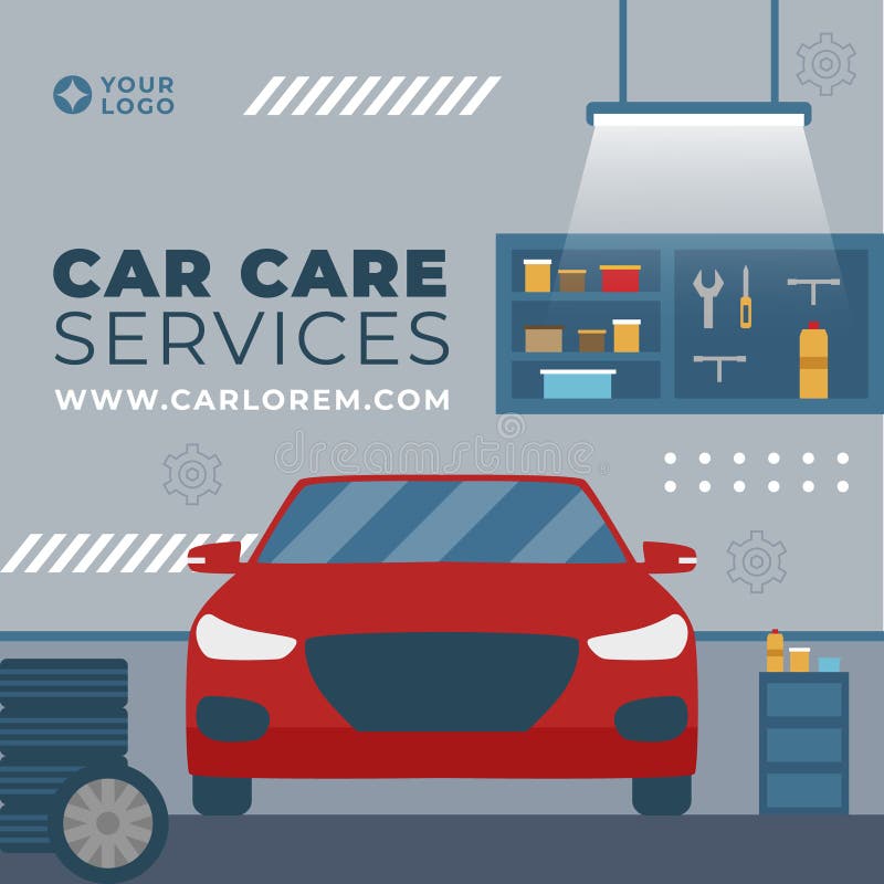 Flat Repair Shop Business Posts Set Vector Illustration Stock Vector ...