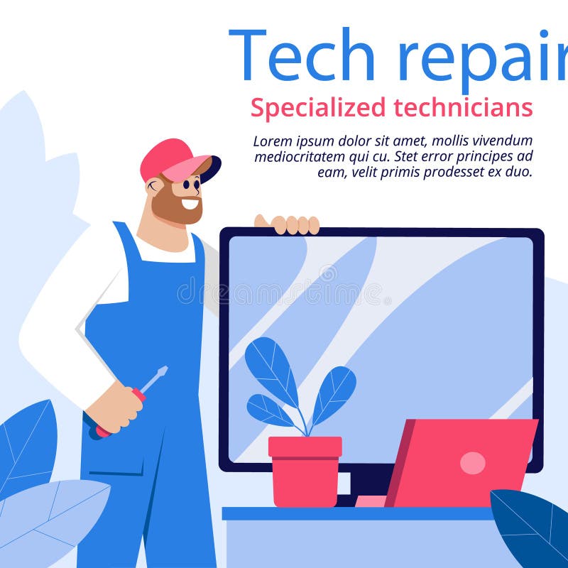 Flat Repair Shop Business Posts Set Vector Illustration Stock Vector ...