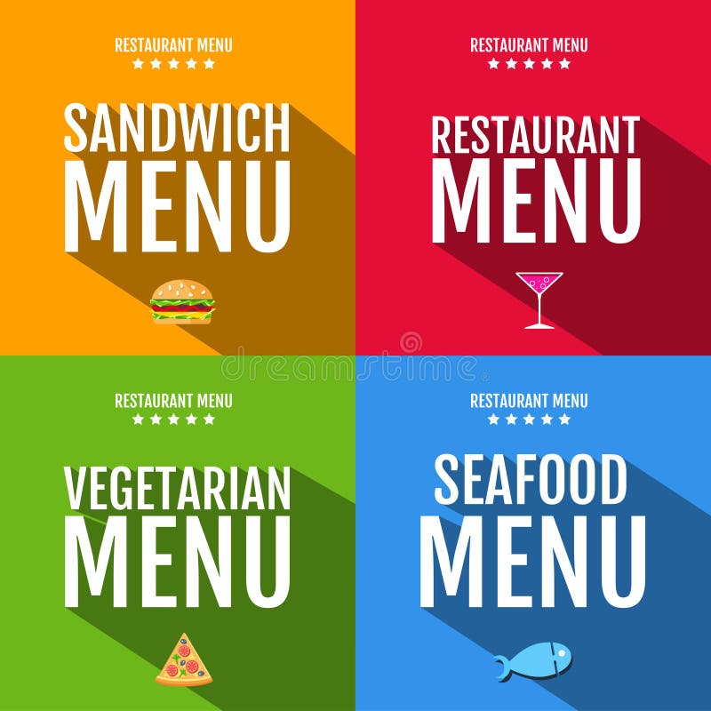 Flat Restaurant Menu Typography Design. Stock Vector - Illustration of ...