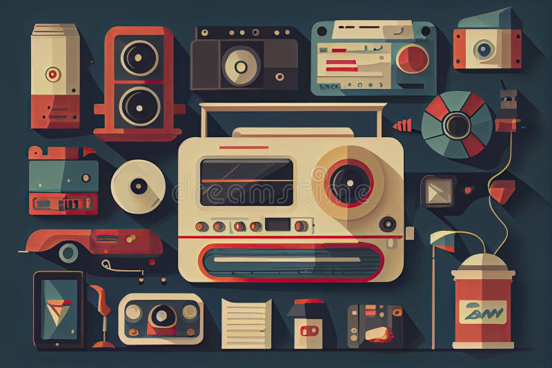 Flat Retro Design stock illustration. Illustration of camera - 275495360