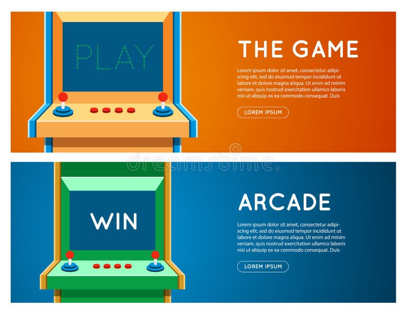 Flat Retro Game Machine Banner Set. Stock Vector - Illustration of ...
