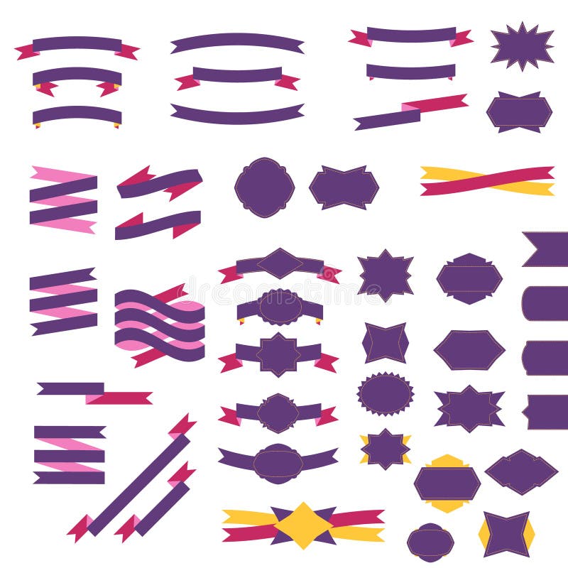 Flat Vintage Ribbons and Labels Stock Vector - Illustration of signs ...