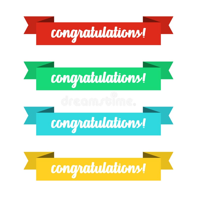 Flat Ribbons Banners with Congratulations. Ribbons in Flat Design Stock ...