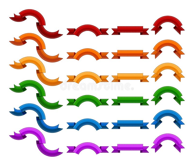 Flat Ribbons. Flat Design of Stitched Ribbons Stock Illustration ...