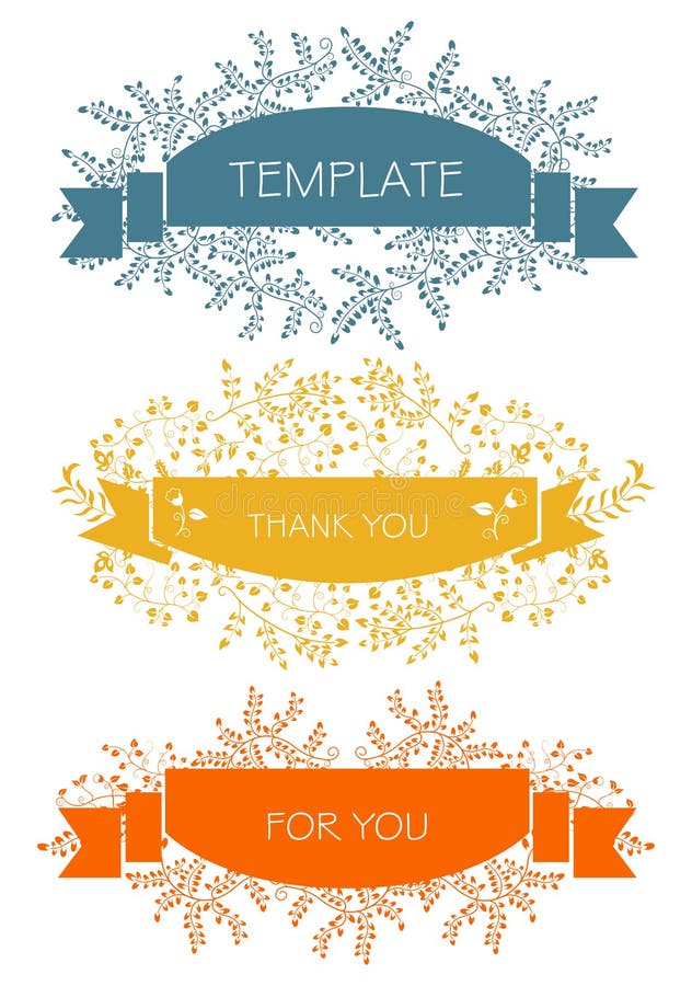 Flat Ribbons with Floral Decor Vector Stock Vector - Illustration of ...