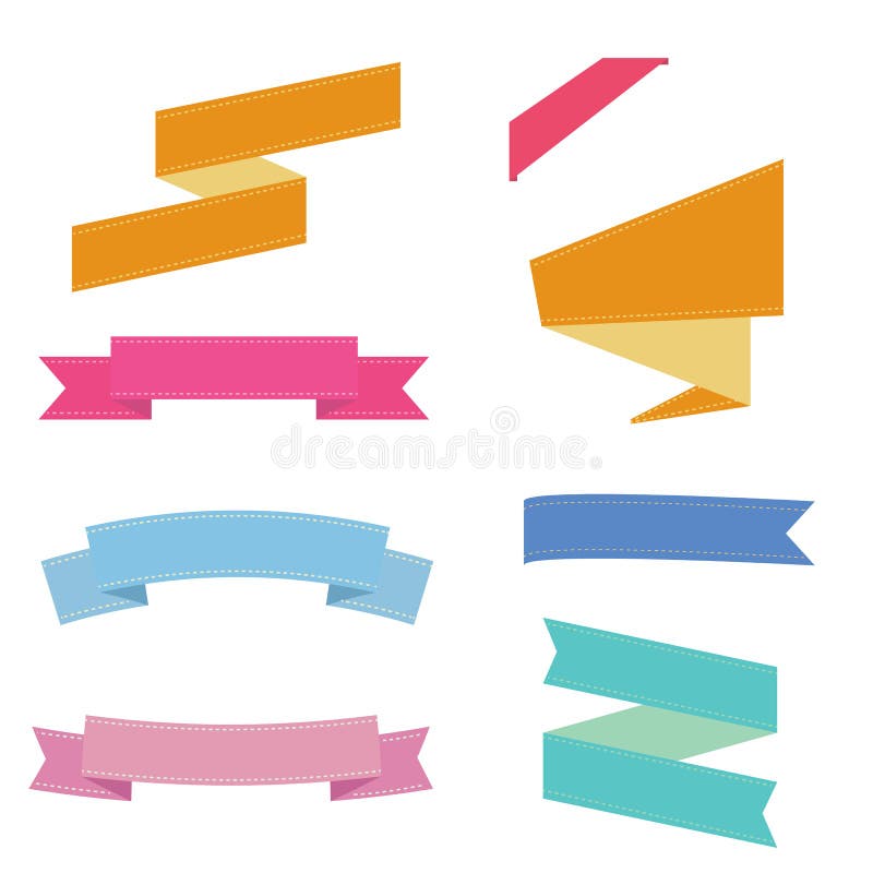 Flat Ribbons and Labels and Tag Vector. Stock Vector - Illustration of ...