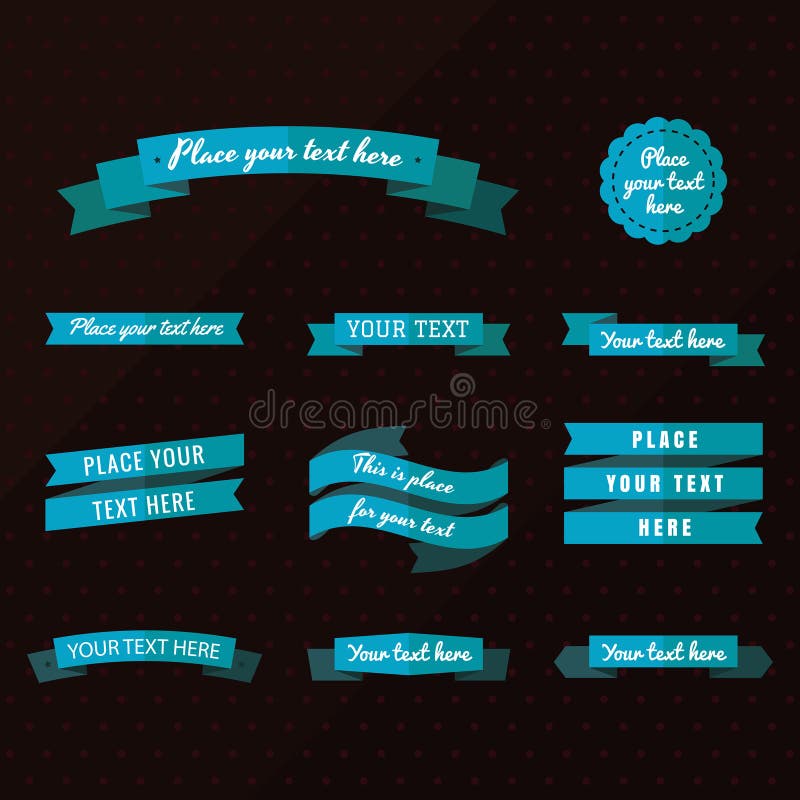 Flat Ribbons Vector Set in Blue Colors Stock Vector - Illustration of ...