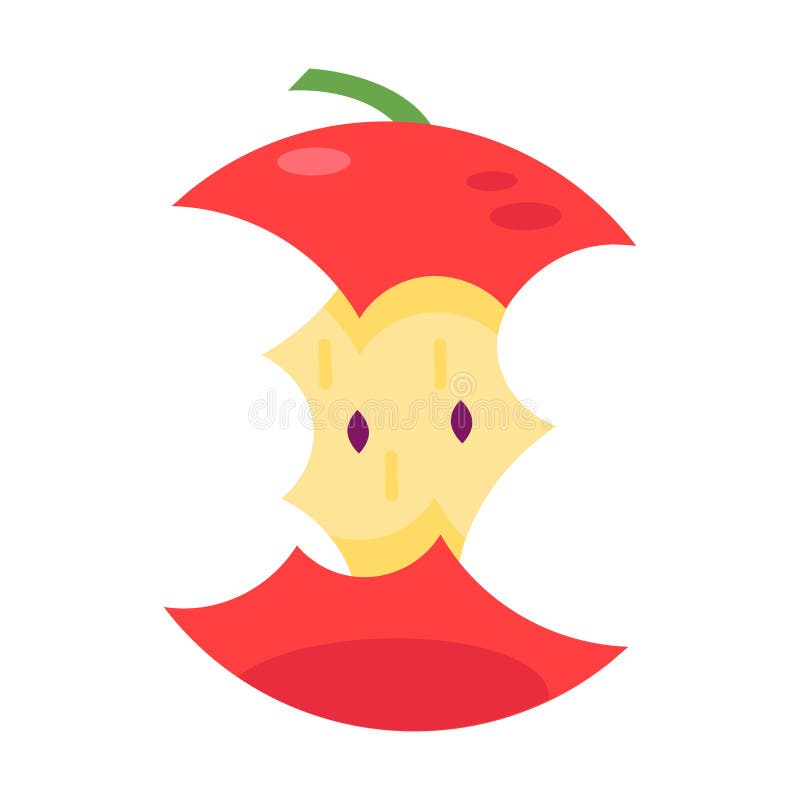 Flat Ripe Apple Core Icon stock vector. Illustration of delicious ...