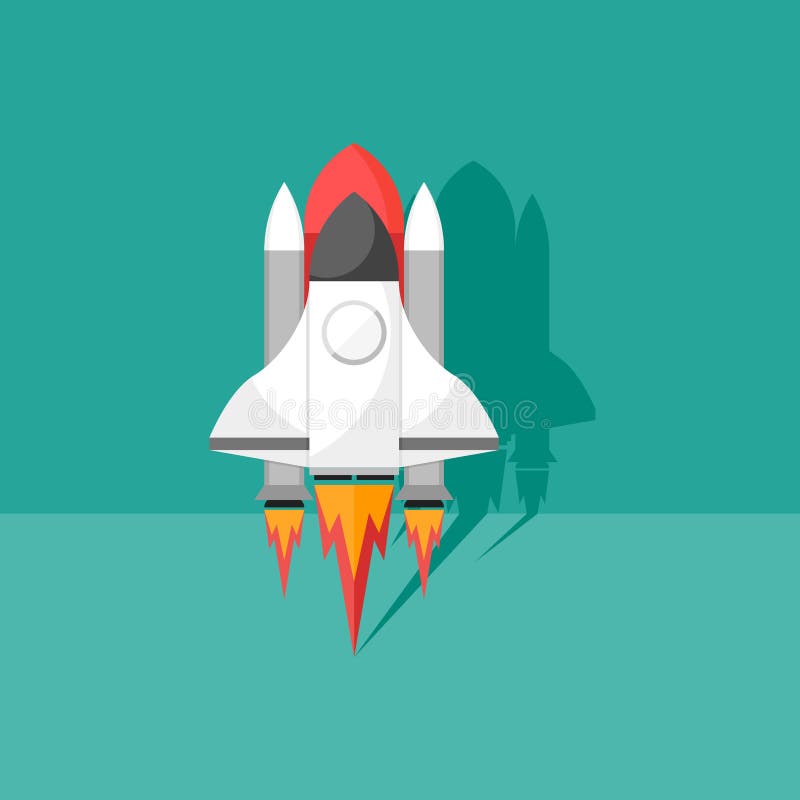 Flat Rising Rocket Icon To the Space Vector Illustration Stock Vector ...
