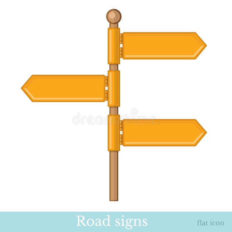 Flat Road Sign Icon Isolated on White Stock Vector - Illustration of ...
