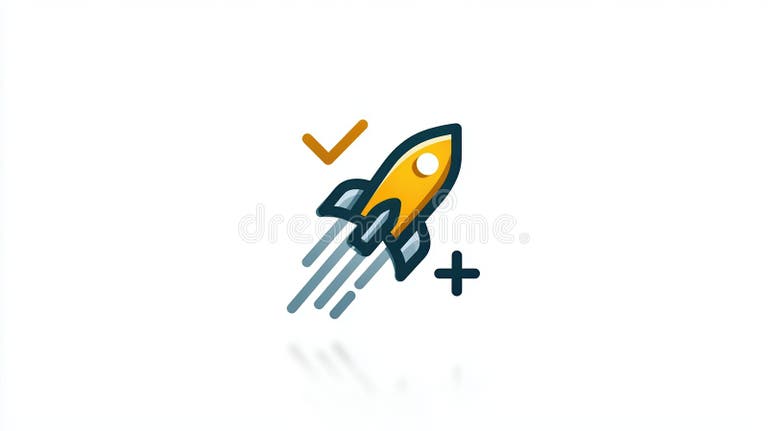 Flat Rocket Icon with Speed Lines and a Check Mark Representing Fast ...