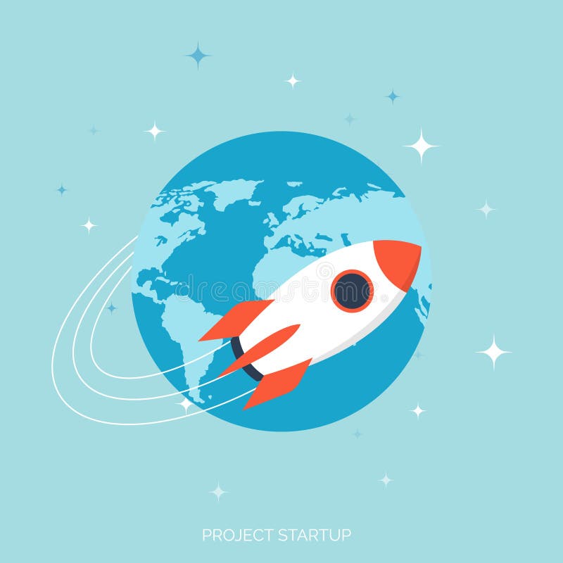 Flat Rocket Icon. Startup Concept. Project Development. Stock Vector - Illustration of icon ...