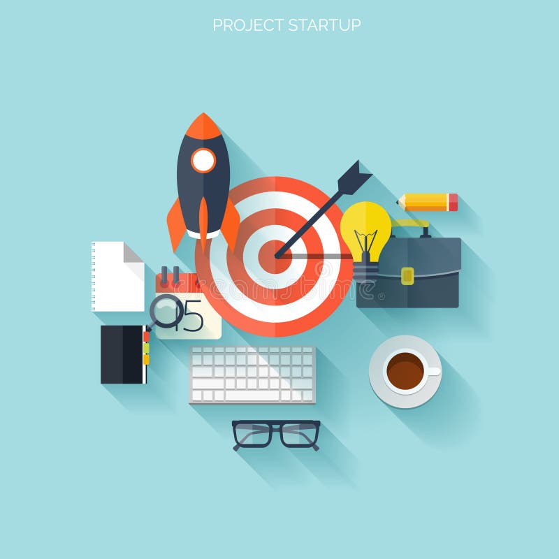 Flat Rocket Icon. Startup Concept. Project Development. Stock Vector - Illustration of ship ...