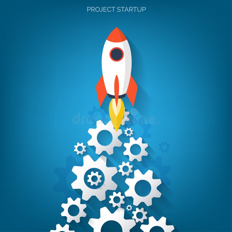 Flat Rocket Icon. Startup Concept. Project Development. Stock Vector ...