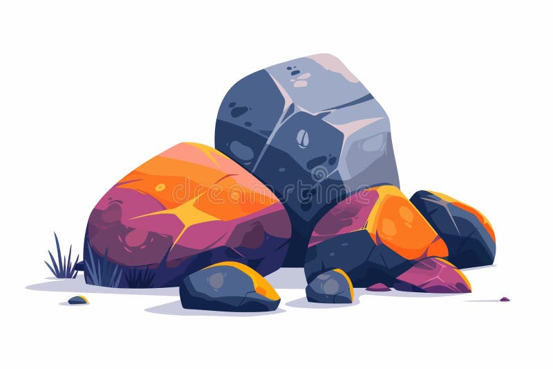 Flat Rocks Set Isolated Illustration Stock Vector - Illustration of ...
