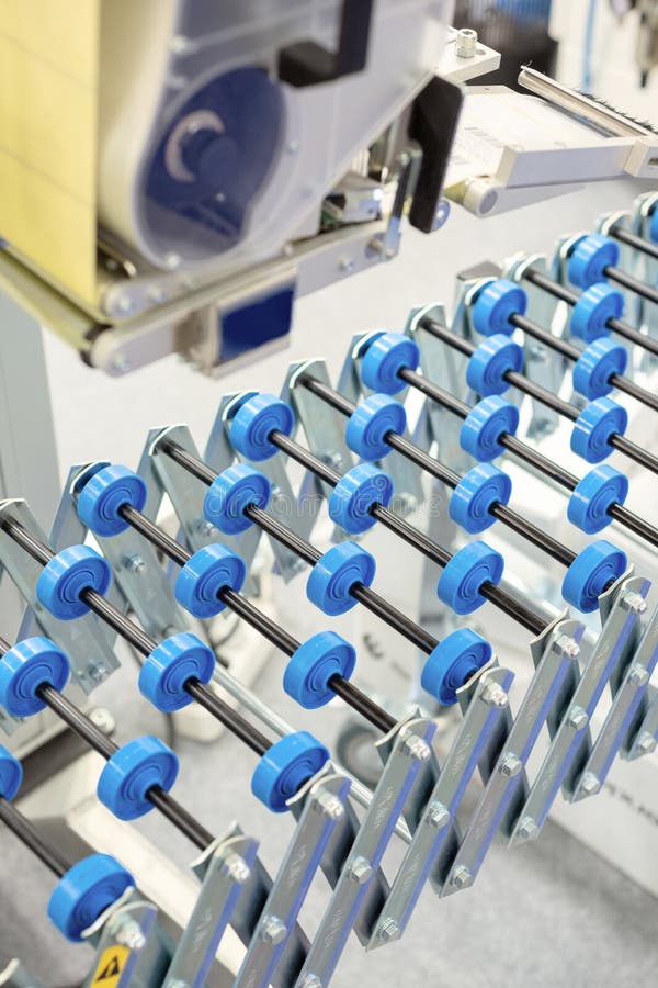 Flat Roller Table. Roller Conveyor Close-up Stock Photo - Image of line ...