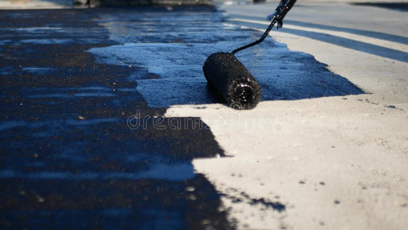 Flat Roof Waterproofing Preparation Using Mastic Primer Close Up by ...