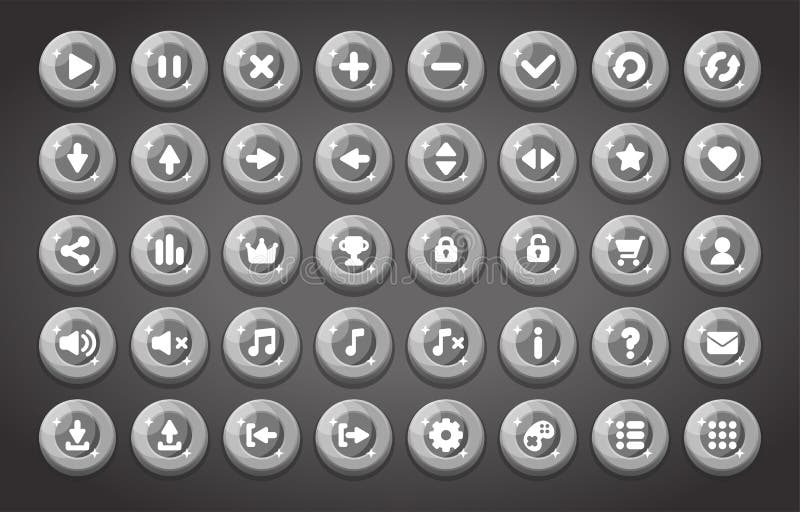 Flat Round Game Buttons in Flat Cartoon Style Stock Vector ...