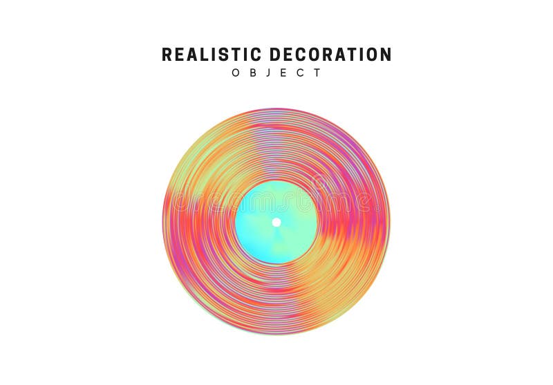 Flat Round Music Vinyl Plate. Realistic Shape 3d Objects with Gradient Holographic Color of ...