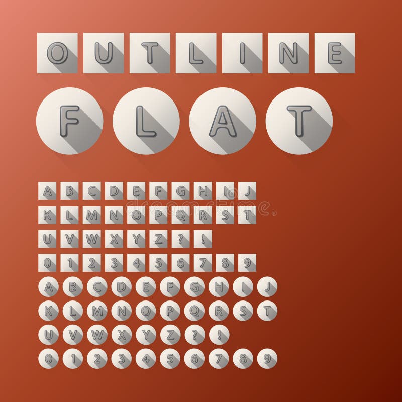 Flat Rounded Outline Font and Numbers Stock Vector - Illustration of ...