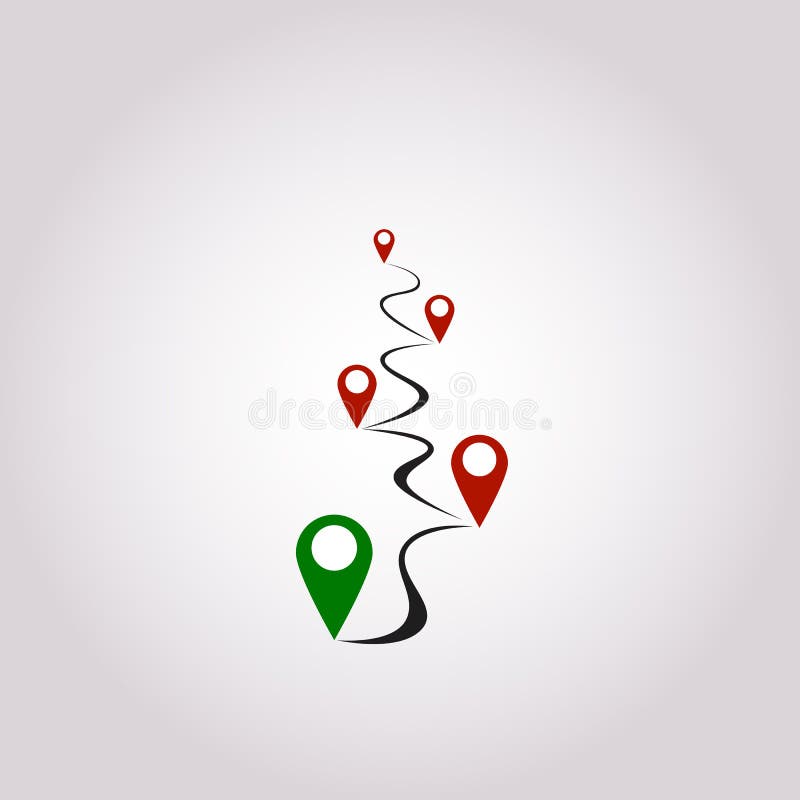 Flat Route Icon. Gps Distance Stock Illustration - Illustration of ...