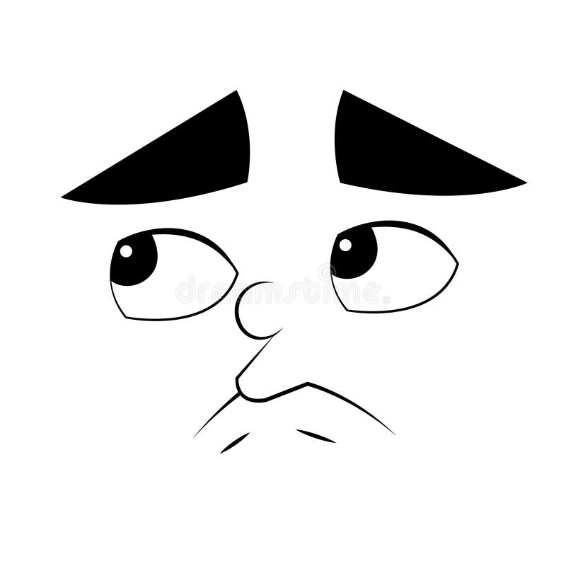 Flat Sad Expression Emote Avatar Stock Illustration - Illustration of ...