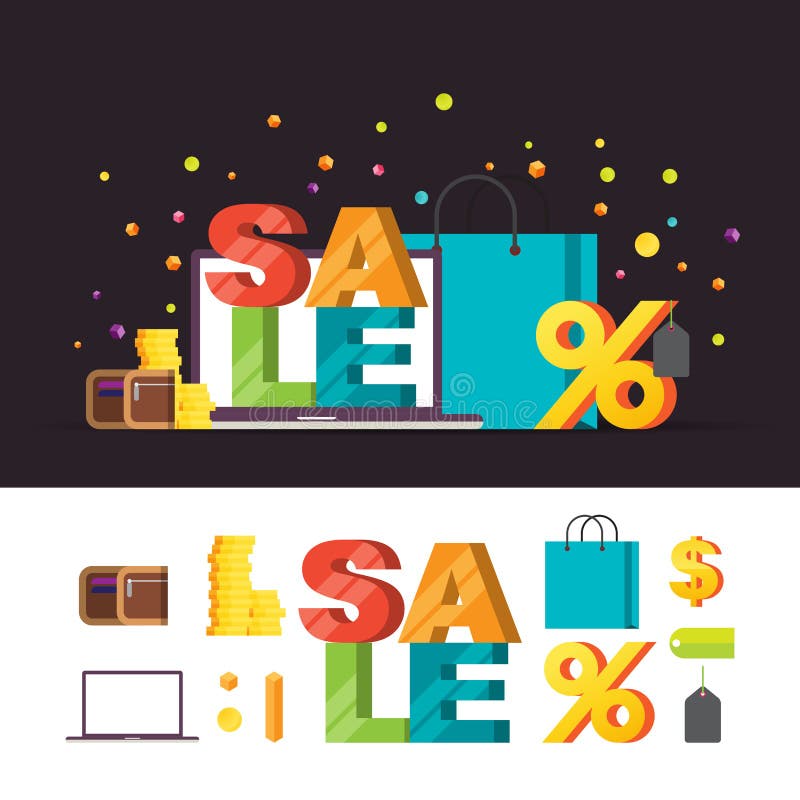 Flat Sale Signs stock vector. Illustration of discount - 73413603