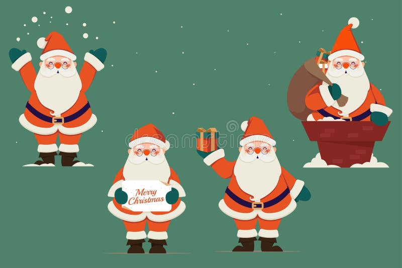 Flat Santa Claus Characters Collection Abstract Design Vector ...