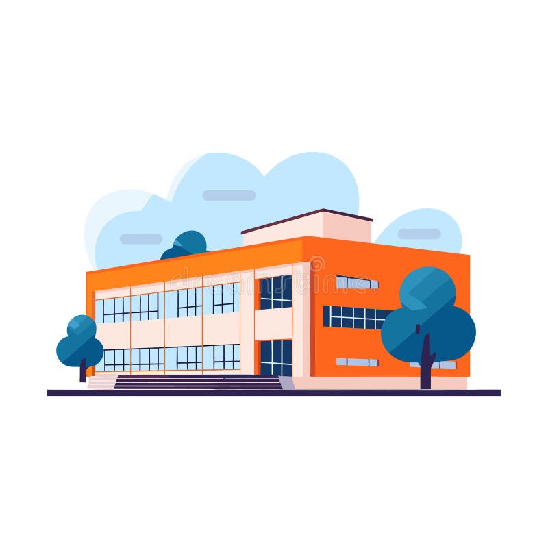 Flat school building stock illustration. Illustration of vector - 289841522
