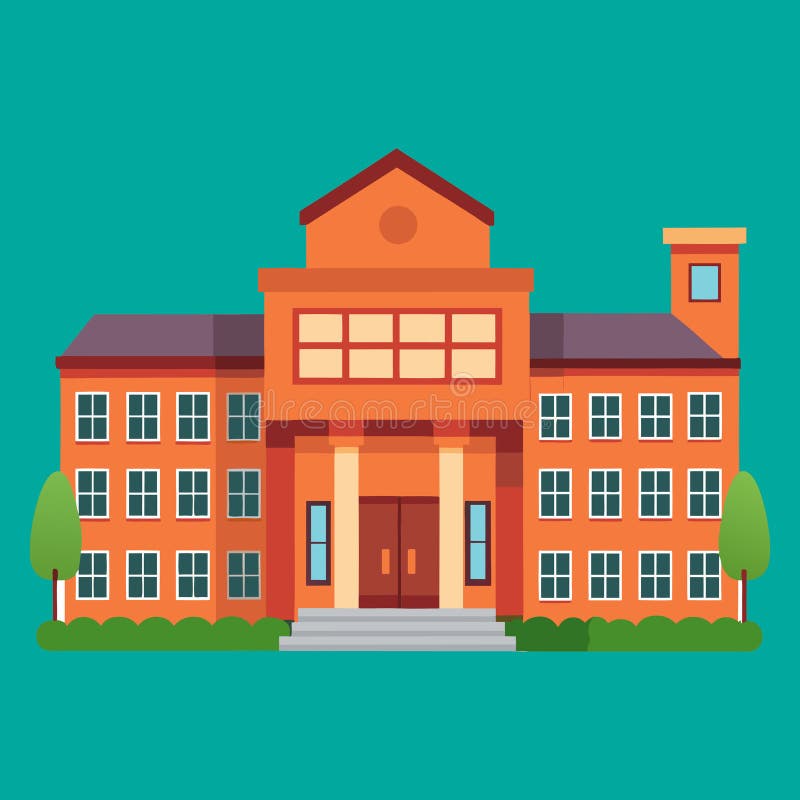 Flat School Building Vector in Educational Style Ideal for Learning and ...