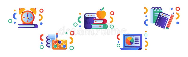 Flat School Items and Supply for Education Vector Set Stock ...