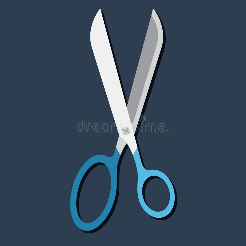 Flat Scissors Icon with Shadow Stock Vector - Illustration of black ...