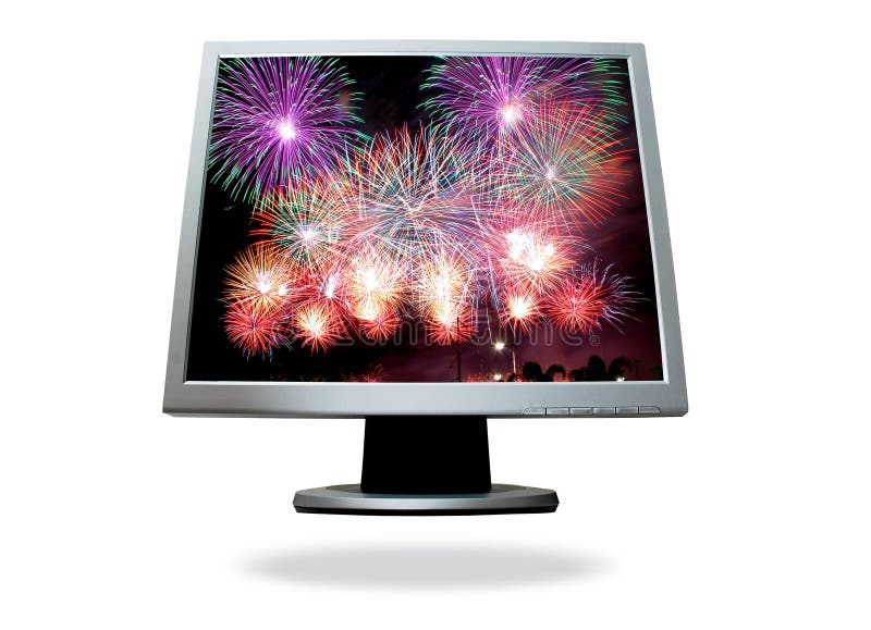 Flat screen computer stock image. Image of flat, connections - 3825491