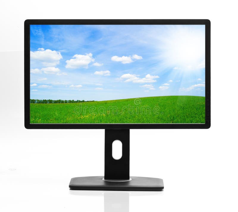 Flat Screen with Nature Images Stock Image - Image of scene, equipment ...
