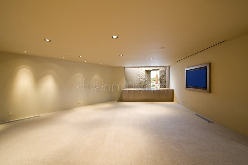 Flat Screen Television in Empty Room Stock Photo - Image of ...