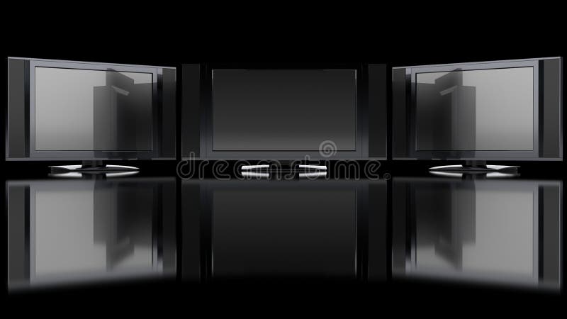 Flat Screen TV Against Black Stock Illustration - Illustration of ...