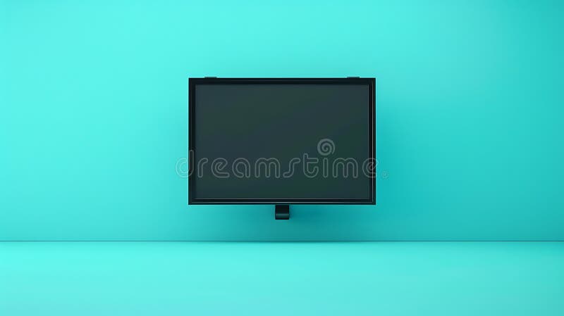 A Flat Screen Tv is on a Blue Table Stock Illustration - Illustration ...