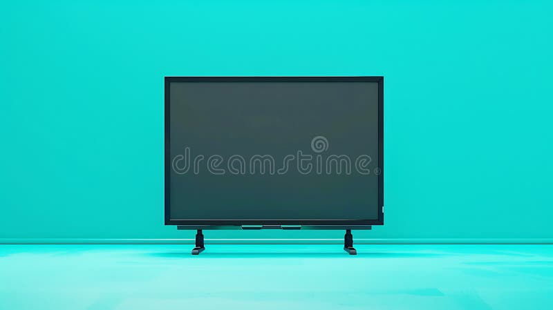 A Flat Screen Tv is on a Blue Table Stock Illustration - Illustration ...