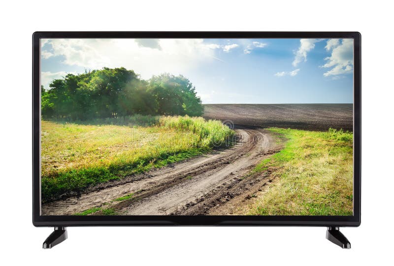 Flat-screen TV with High Resolution and Scenery with Road Stock Image ...