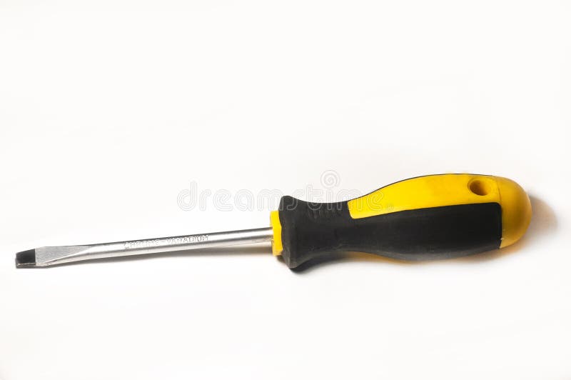 Flat Screwdriver with Yellow Handle Stock Photo - Image of vanadium ...