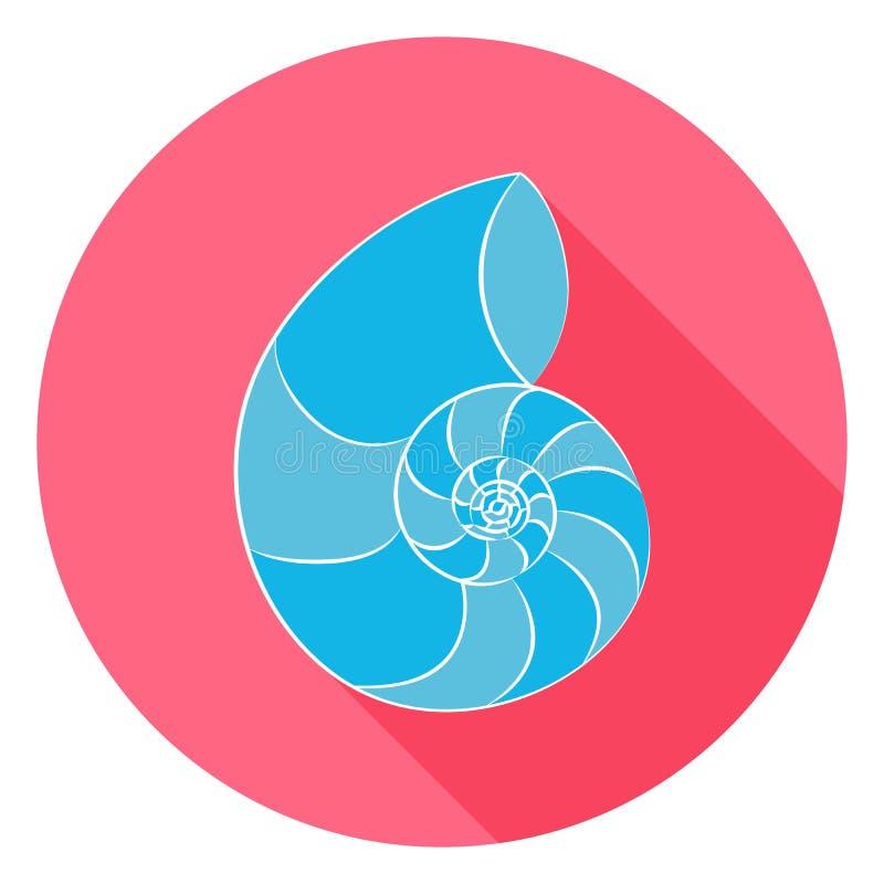 Flat Sea Shell Circle Icon with Long Shadow Stock Vector - Illustration ...