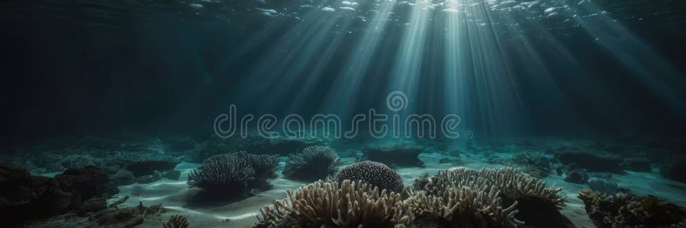 The Flat Seabed is Illuminated by the Rays of the Sun Stock ...