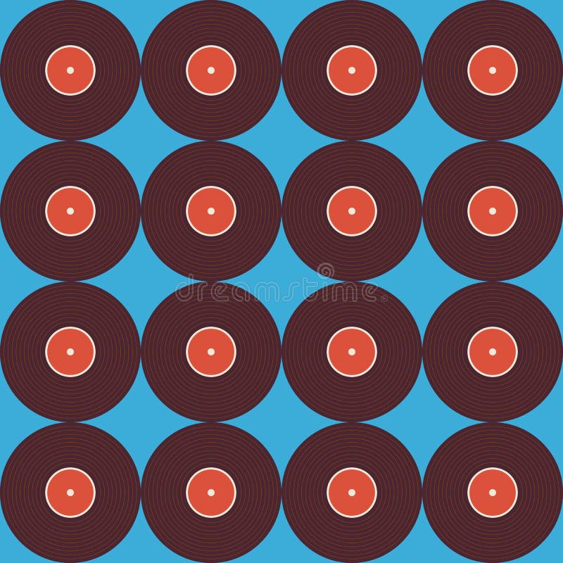 Flat Seamless Background Pattern Music Vinyl Disc Over Blue Stock ...