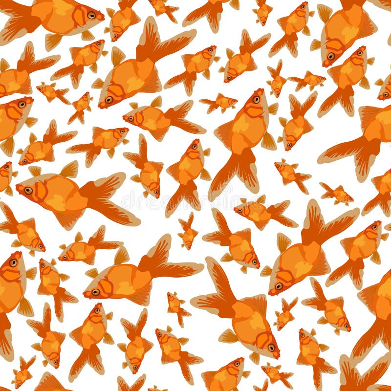 Flat Seamless Goldfish Pattern Stock Vector - Illustration of fabric ...