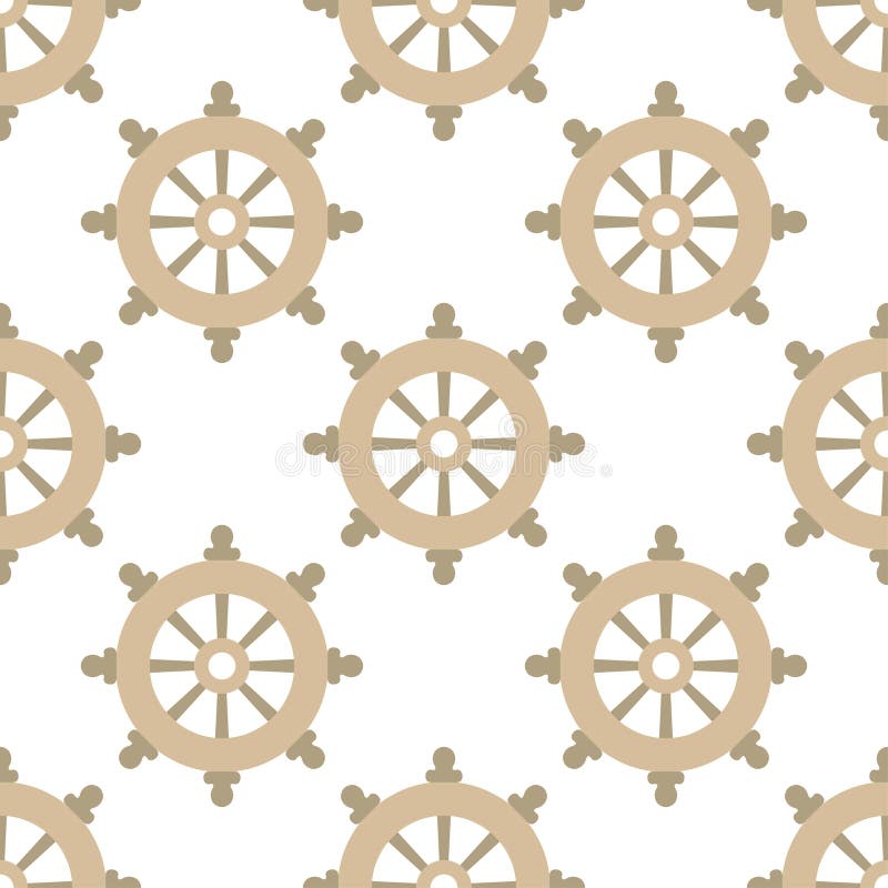 Flat Seamless Pattern of Navigation Ship Wheel Stock Vector ...