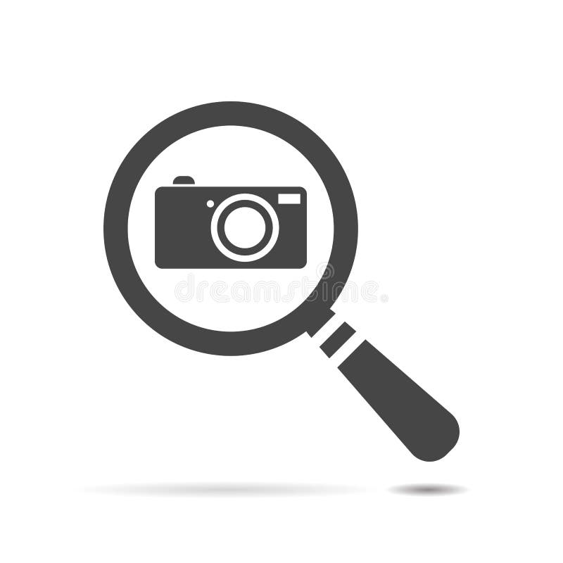 Flat Search Icon with Photo Camera Stock Vector - Illustration of loupe ...